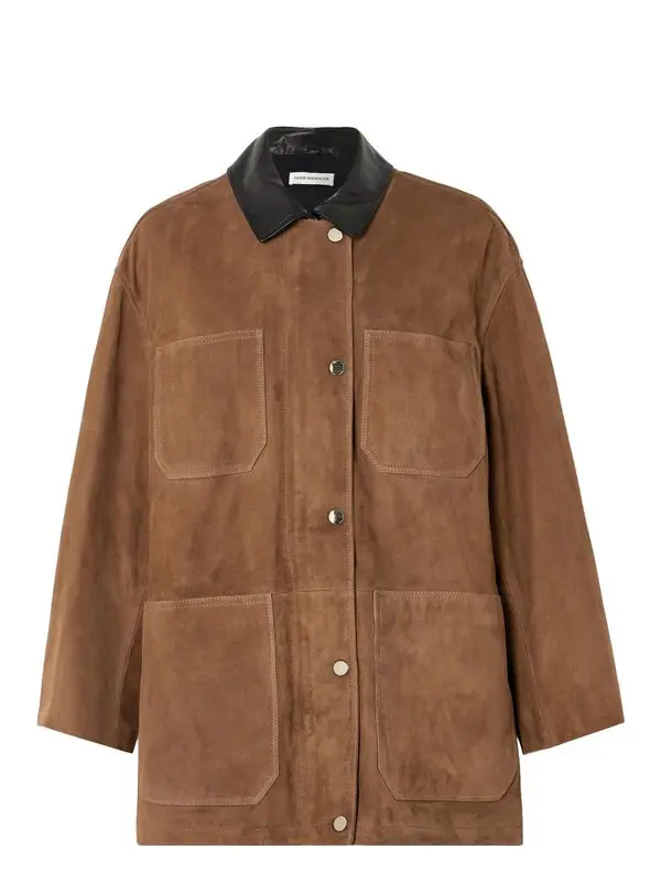 Nour Hammour Barn Leather-trimmed Suede Jacket - Brown