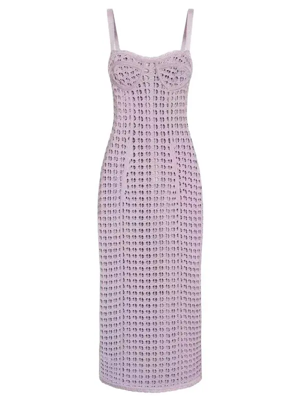 Dolce & Gabbana Open-knit Midi Dress - Purple