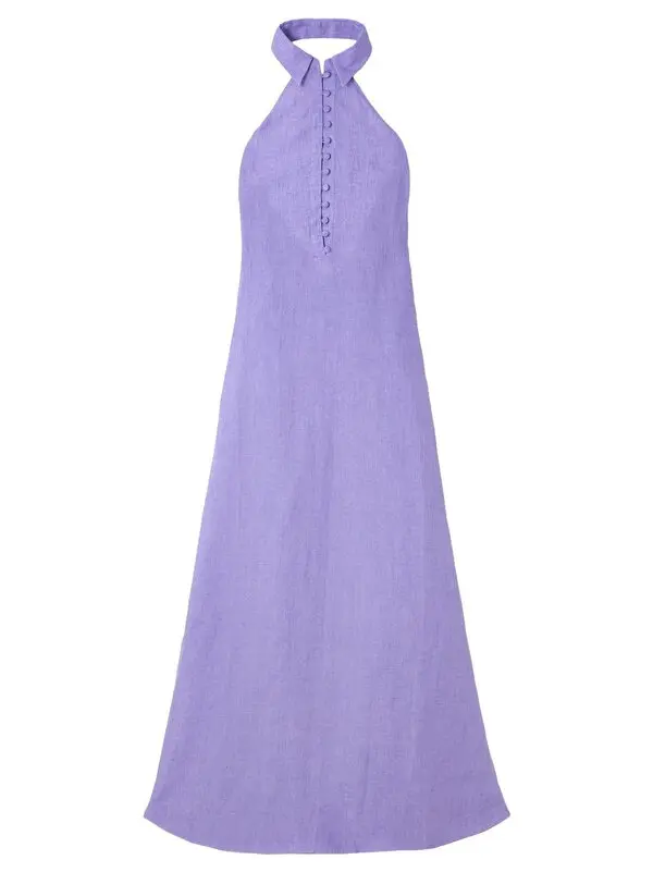 TALLER MARMO Barbara Open-back Linen Gown - Purple