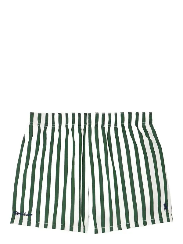 Polo Ralph Lauren Embroidered Striped Cotton-poplin Shorts - Green