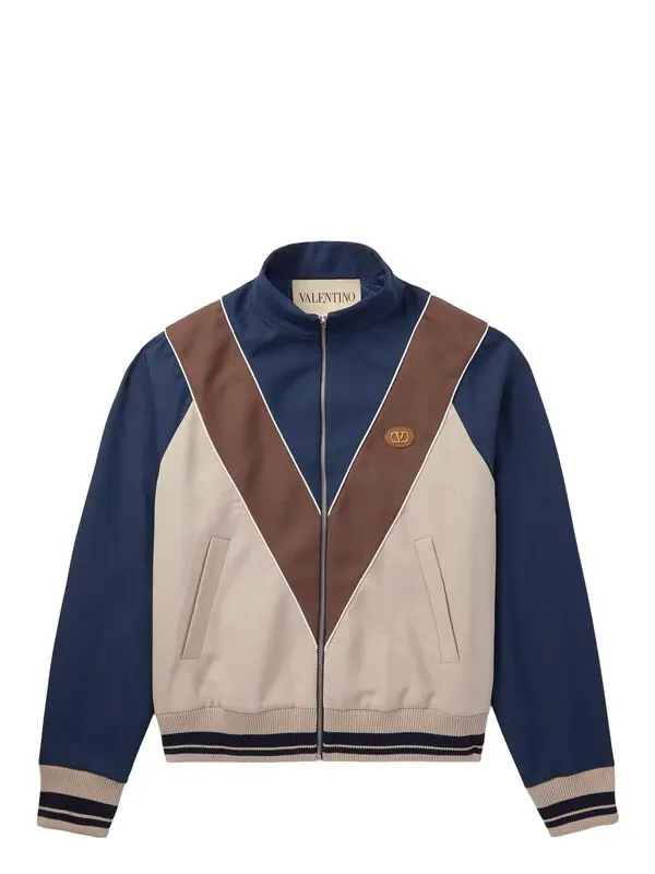 Valentino Garavani Vlogo Logo-appliquéd Jersey Track Jacket - Blue
