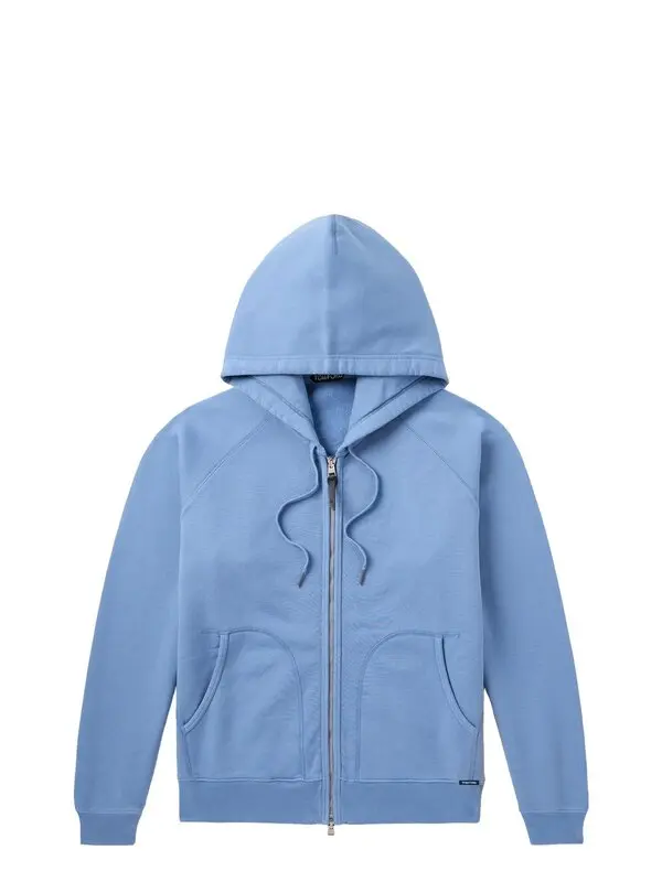 TOM FORD Slim-fit Cotton-jersey Zip-up Hoodie - Blue