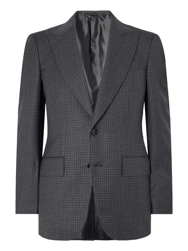 TOM FORD Checked Wool Suit Jacket - Gray