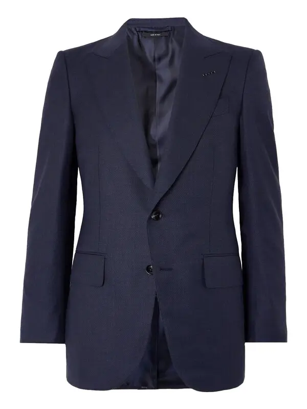 TOM FORD Dyllan Super 130s Grain De Poudre Wool Suit Jacket - Blue