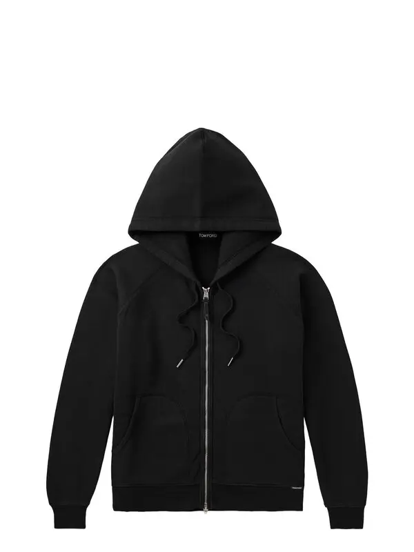 TOM FORD Slim-fit Cotton-jersey Zip-up Hoodie - Black