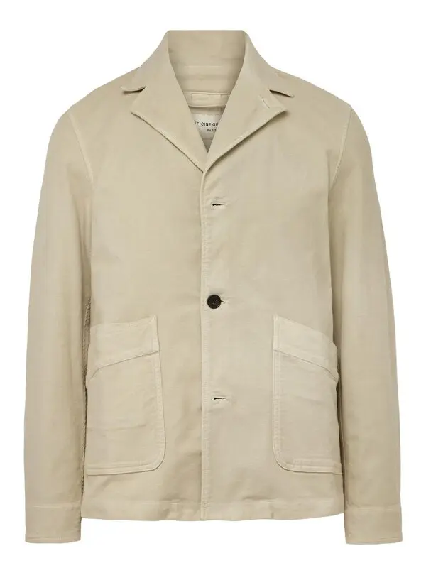 Officine Générale Elio Garment-dyed Cotton-moleskin Jacket - Neutrals