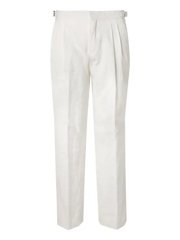 Mr P. Steve Straight-leg Pleated Linen Tuxedo Trousers - White