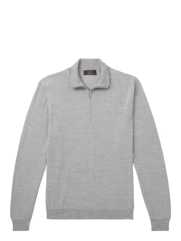 SLOWEAR Slim-fit Flexwool Half-zip Sweater - Gray
