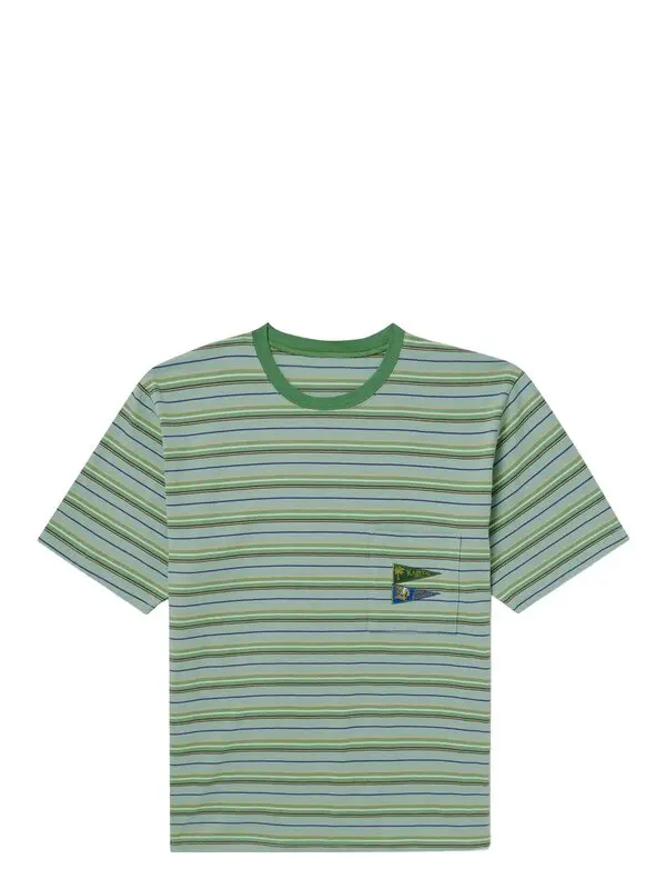 Kapital Logo-appliquéd Striped Cotton-jersey T-shirt - Green