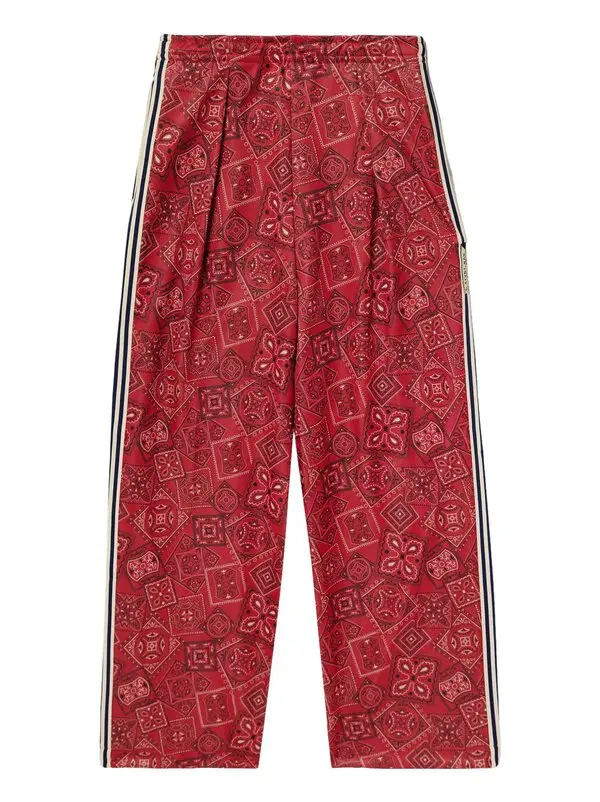 Kapital Wide-leg Striped Webbing-trimmed Bandana-print Tech-jersey Track Pants - Red