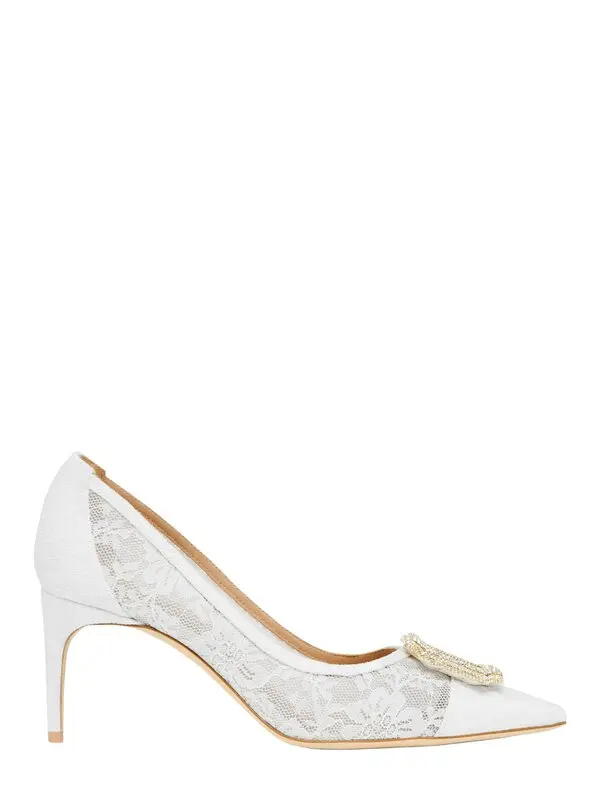 MALONE SOULIERS Monroe 70 Lace Pumps - White