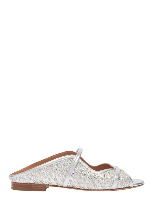 MALONE SOULIERS Metallic Raffia Norah Sandals - Silver