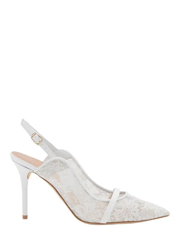 MALONE SOULIERS Marion Lace Slingback Pumps - White