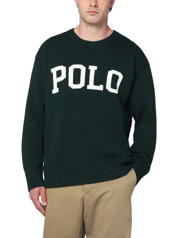 Ralph Lauren Crew Neck Sweater With Inlaid Logo - Green