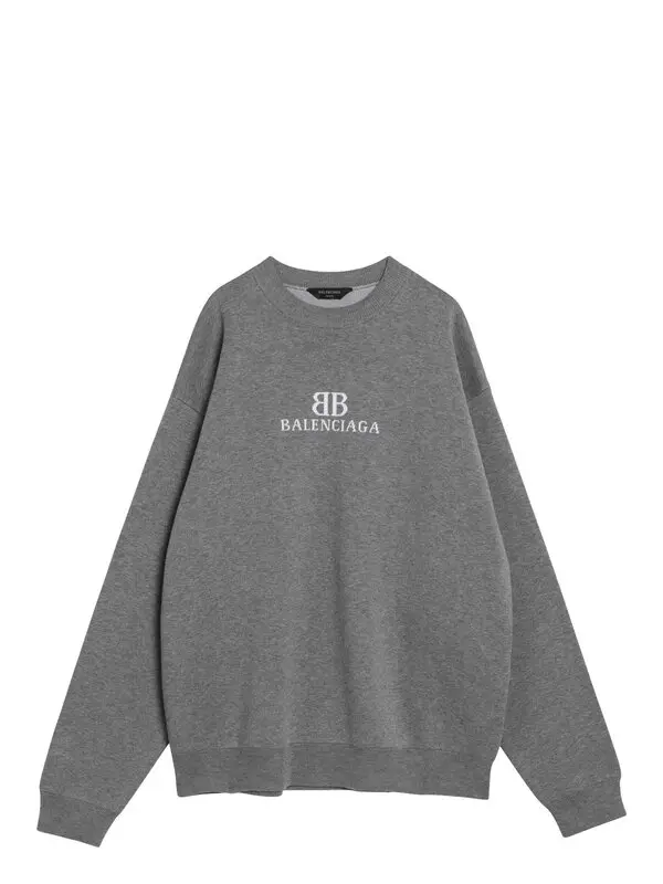 Balenciaga Cotton Sweater With Logo - Grey