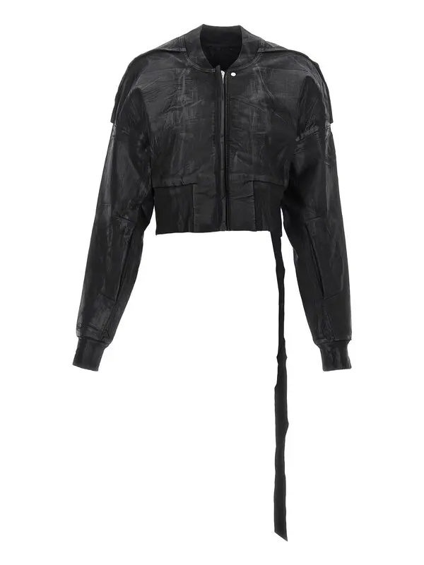 Rick Owens Flight' Cropped Bomber Jacket - Black