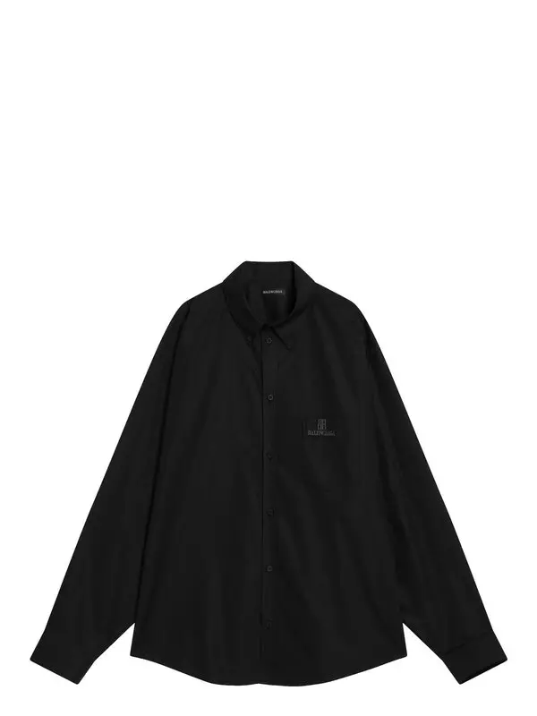 Balenciaga Cotton Shirt With Logo - Black