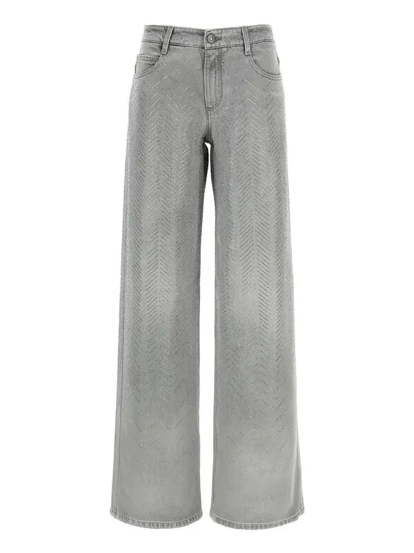 Ermanno Scervino Rhinestone Embellished Jeans - Gray