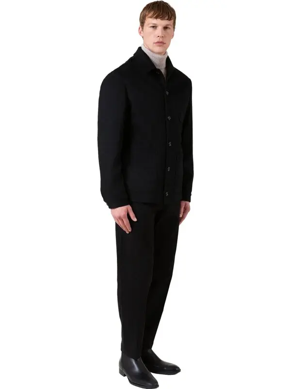 AUTORE Overshirt Borg Wool Jacket - Nero