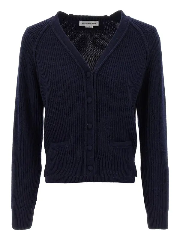 Victoria Beckham Stepped Hem Cardigan - Blue