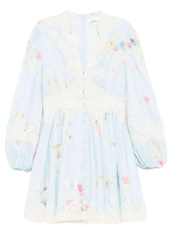Zimmermann Lucky Linen Mini Dress - Clear Blue