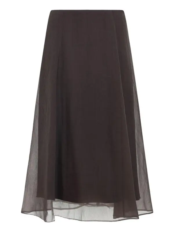 Brunello Cucinelli Silk Long Skirt - Brown