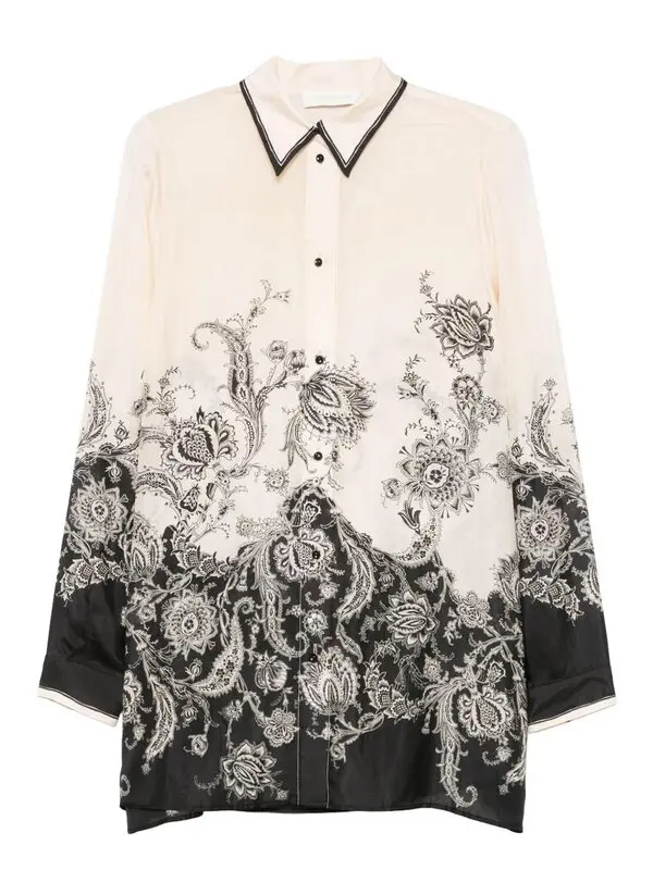 Zimmermann Rhiannon Printed Silk Shirt - Beige