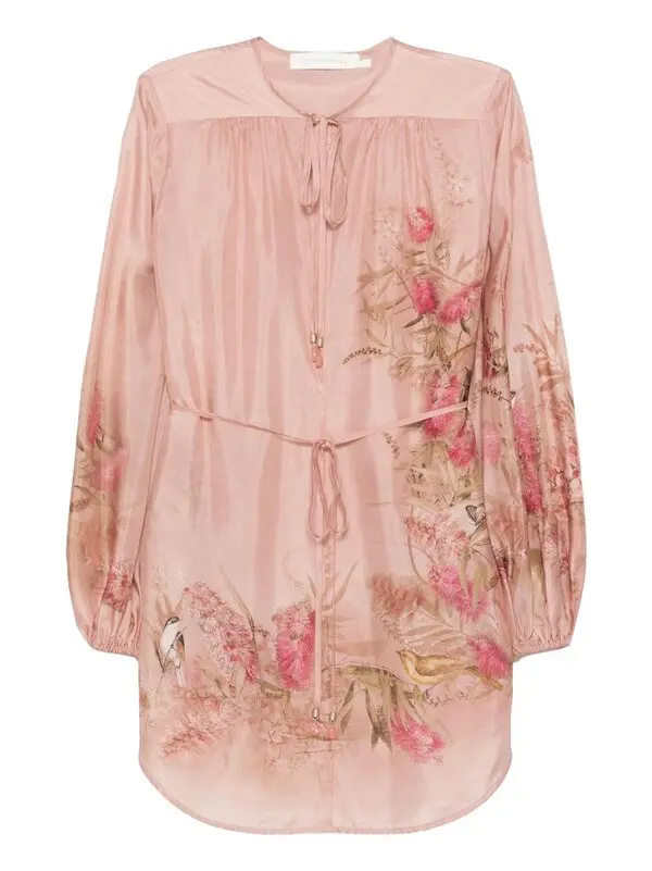 Zimmermann Cascadian Printed Silk Top - Pink
