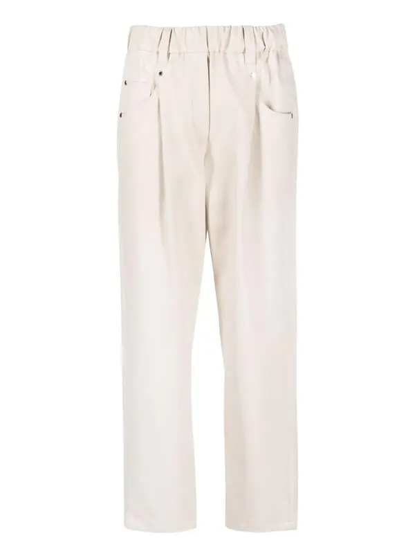 Brunello Cucinelli Straight Leg Cotton Trousers - Brown