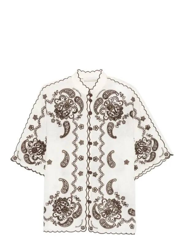Zimmermann Ascension Embroidered Shirt - Ivory