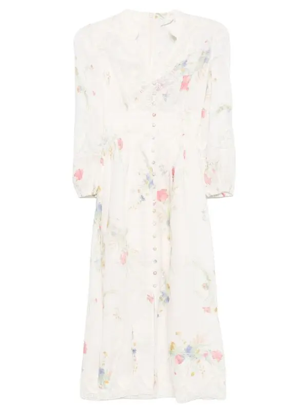 Zimmermann Lucky Linen Midi Dress - Beige