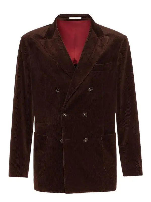 Brunello Cucinelli Cotton Double Breasted Jacket - Brown