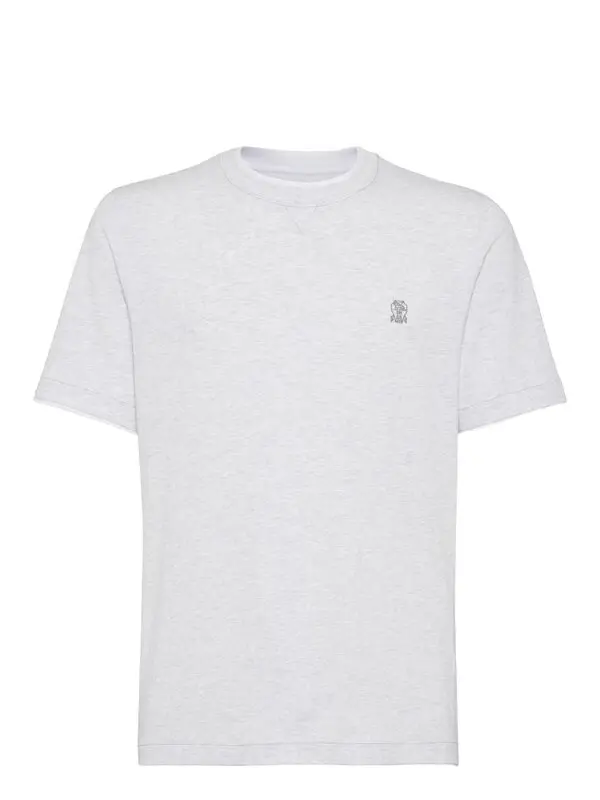 Brunello Cucinelli Logo Cotton T-shirt - Light Grey