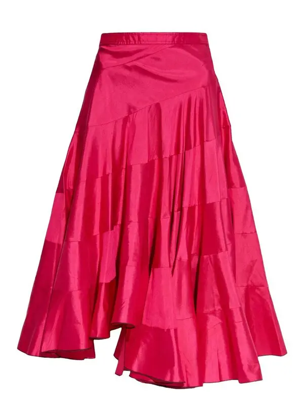 Tory Burch Silk Flared Midi Skirt - Fuchsia