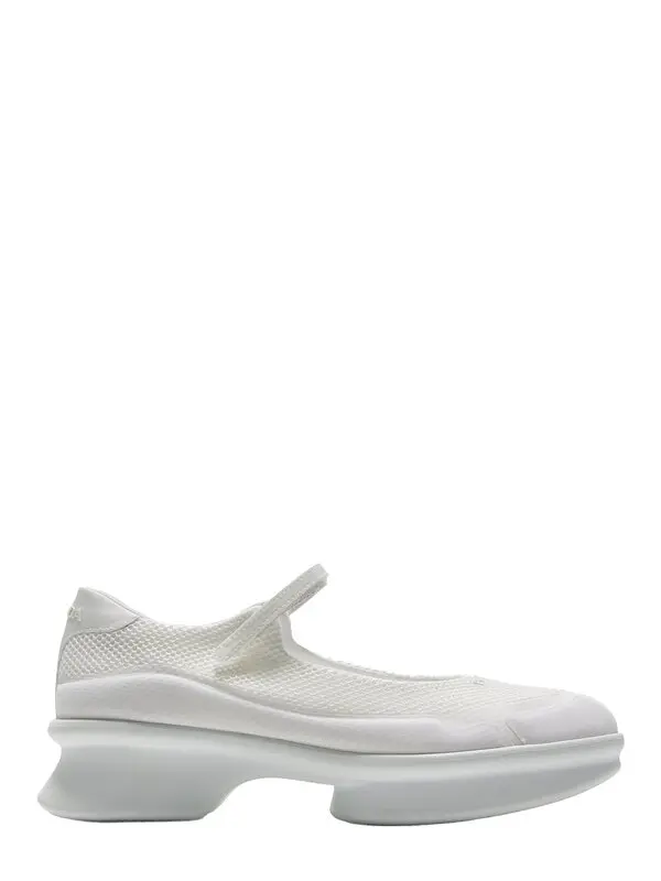 Prada Wavy Mesh Platform Flats - White