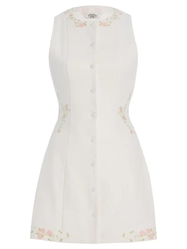 MIRROR PALAIS Embroidered Cotton Mini Dress - Ivory