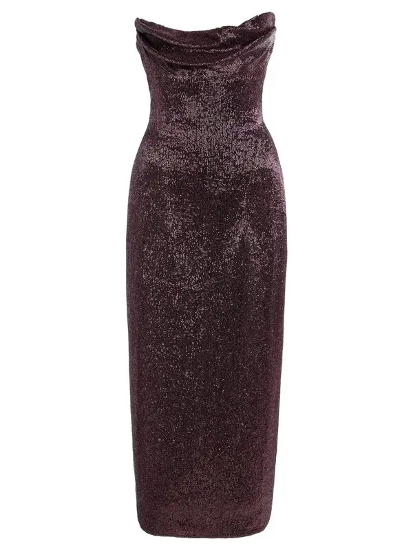 WIEDERHOEFT Ivy Beaded Midi Dress - Burgundy