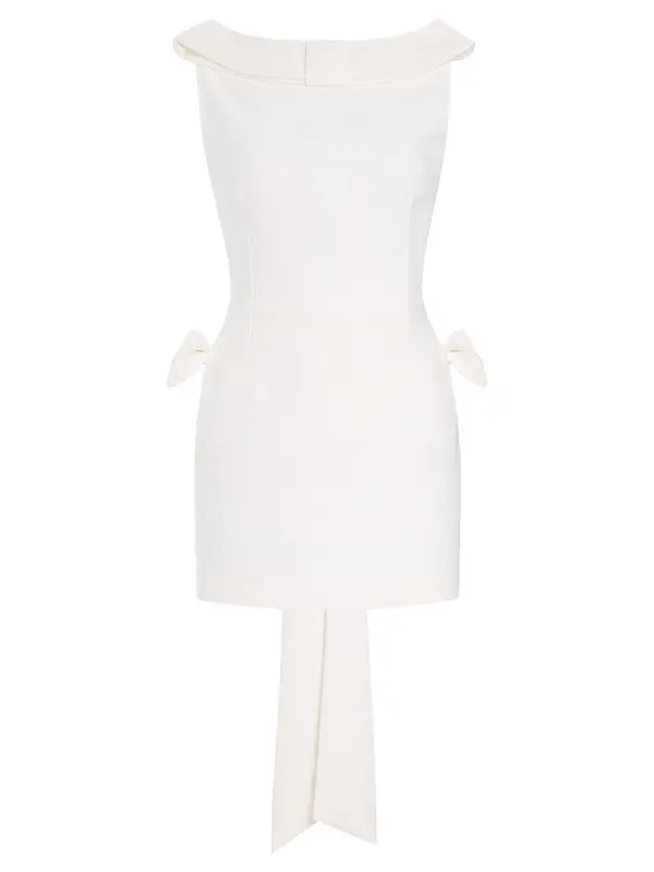 THE NEW ARRIVALS ILKYAZ OZEL Daphne Mini Dress With Train Detail - White