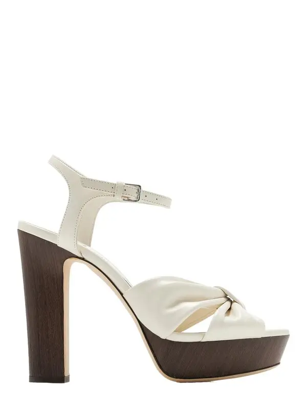 JIMMY CHOO Heloise Leather Platform Sandals - White