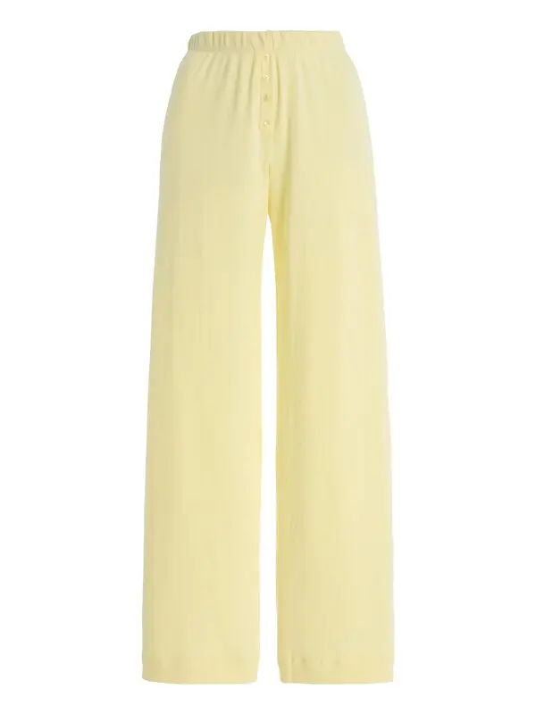 LESET Pointelle-knit Cotton Boxer Pants - Yellow