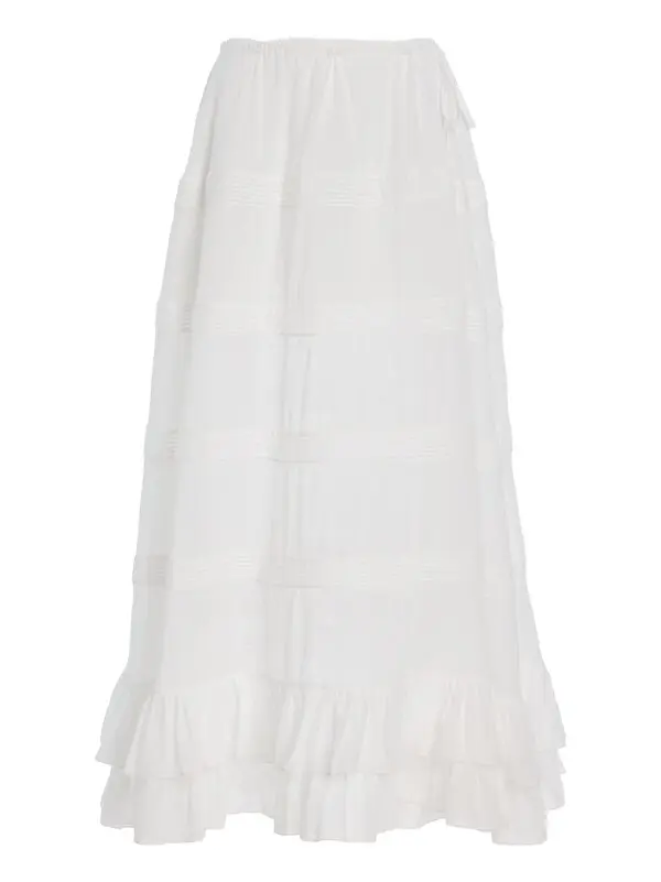 MIRROR PALAIS Cotton Midi Skirt - Ivory