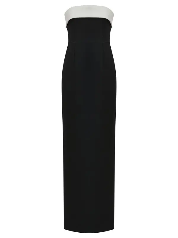 THE NEW ARRIVALS ILKYAZ OZEL Rhea Strapless Crepe Maxi Dress - Black,white