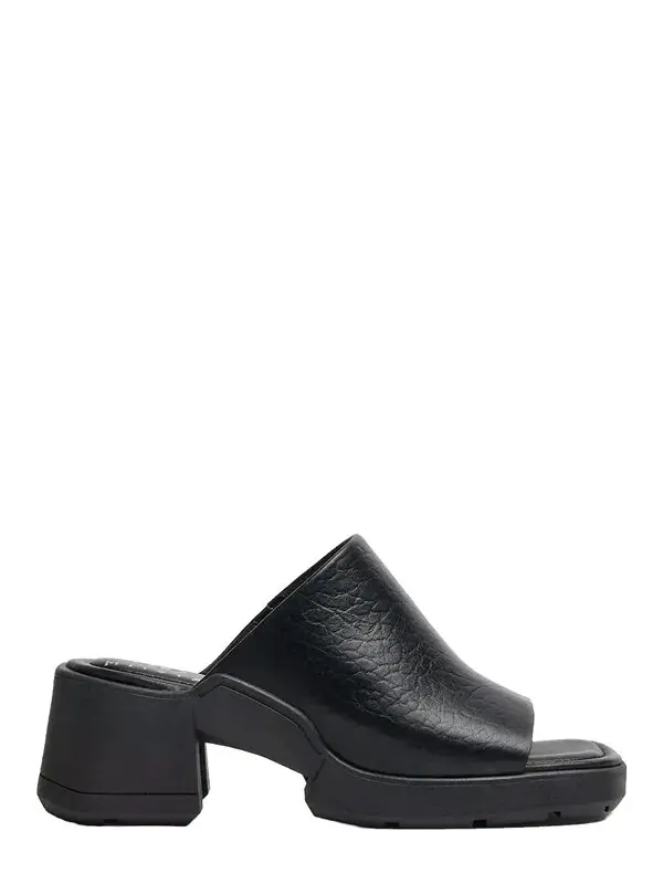 MIISTA Block-heel Open-toe Slides - Black