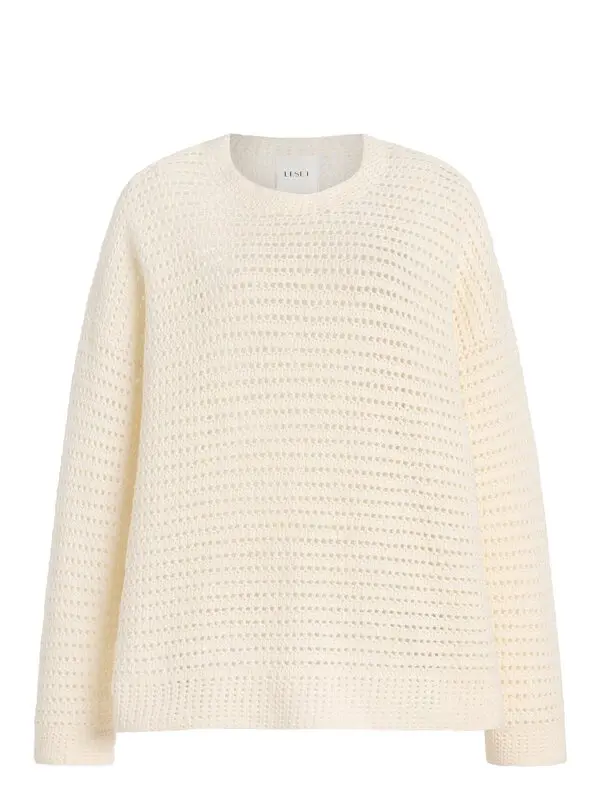 LESET Lucy Cotton Knit Crewneck Sweater - Ivory