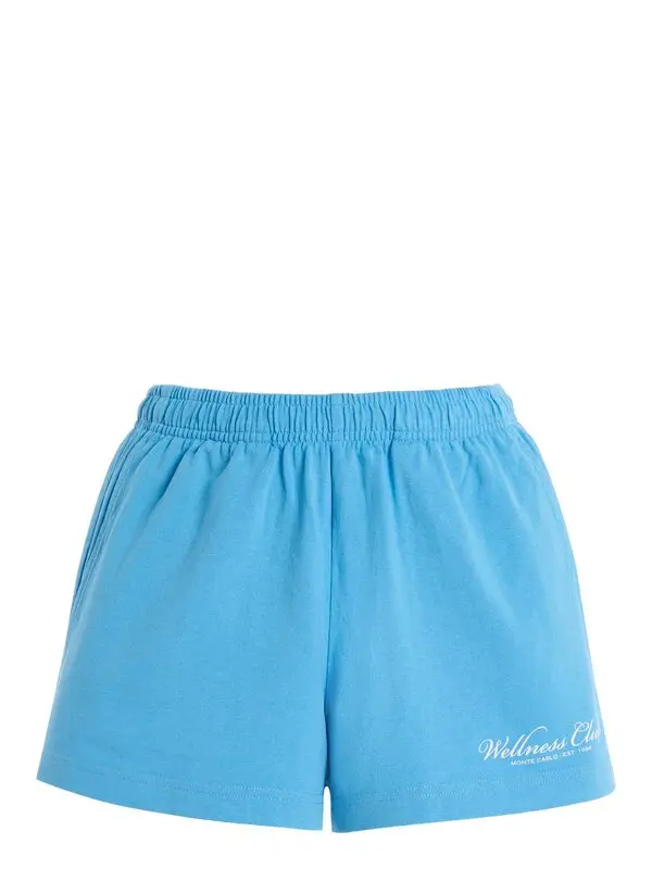 SPORTY & RICH Wellness Club Cotton Disco Shorts - Blue
