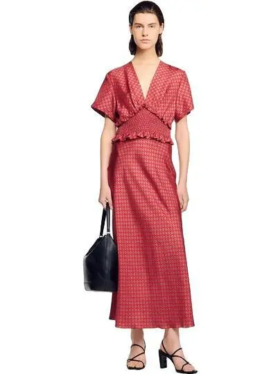 Sandro Scarf Print Maxi Dress - Red