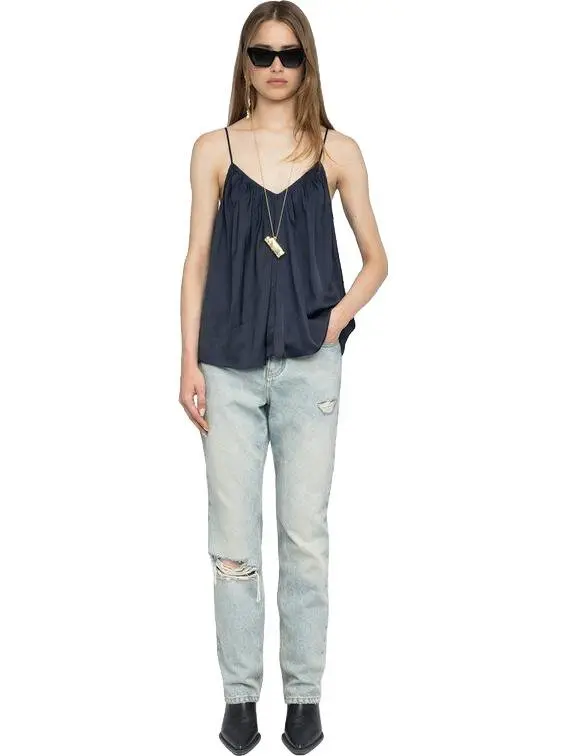 Zadig&Voltaire Cym Satin Pleated Camisole - Natural