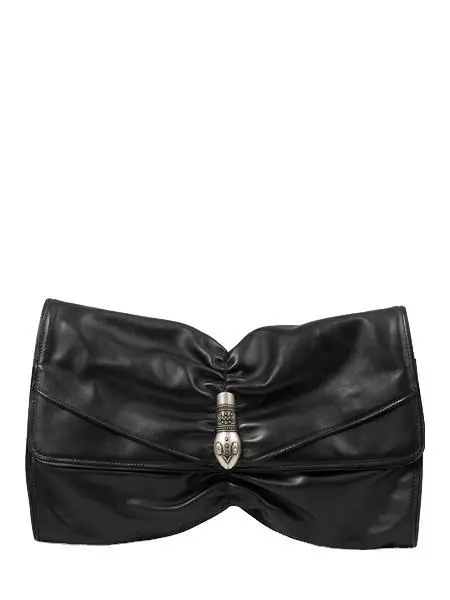 Ba&sh Serpent Leather Clutch - Black