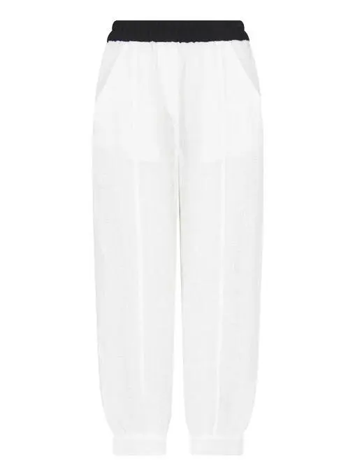 Giorgio Armani Linen Blend Mesh Trousers - White