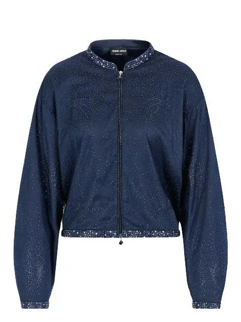 Giorgio Armani Silk Blouson With Rhinestone Embroidery - Red